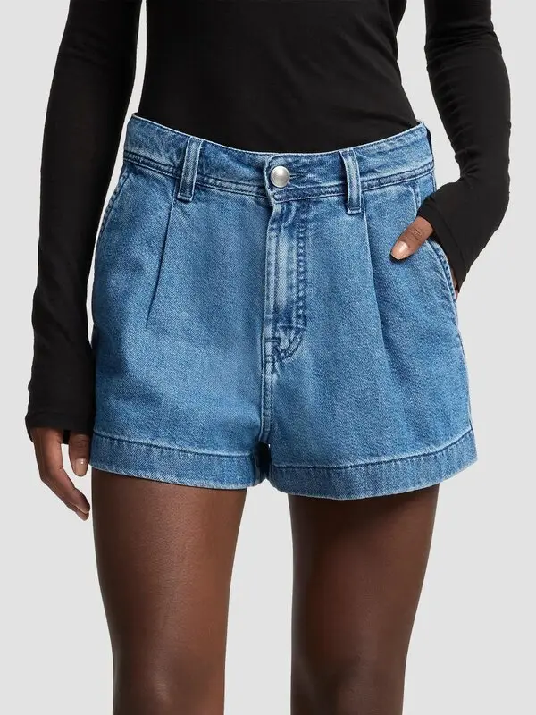 7 For All Mankind Pleated Lightweight Denim Shorts
