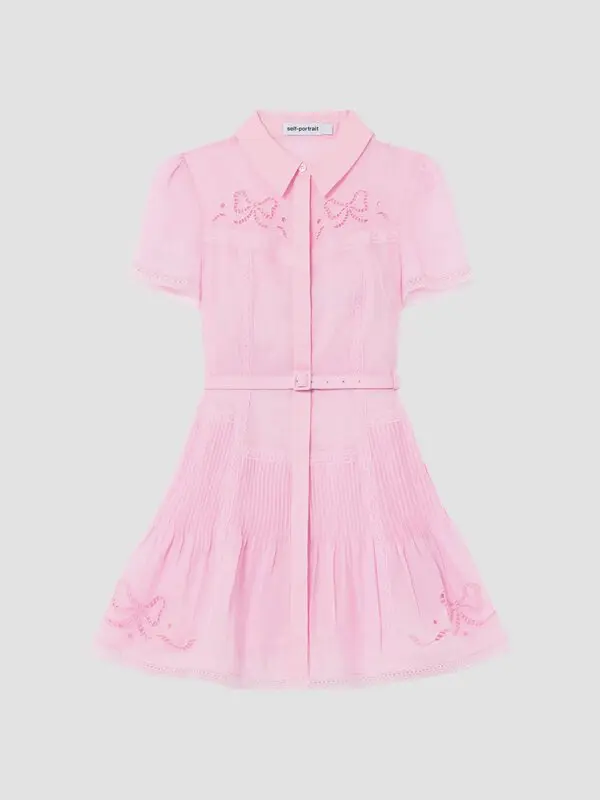 SELF-PORTRAIT Embroidered Mini Shirtdress