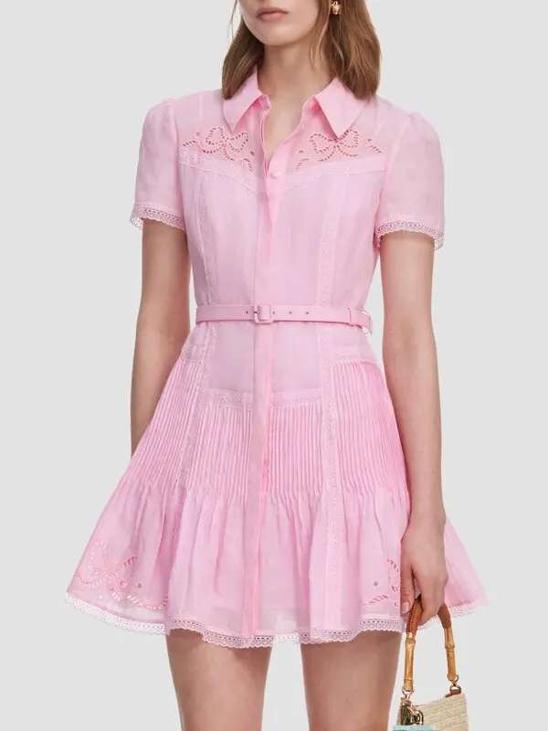 SELF-PORTRAIT Embroidered Mini Shirtdress
