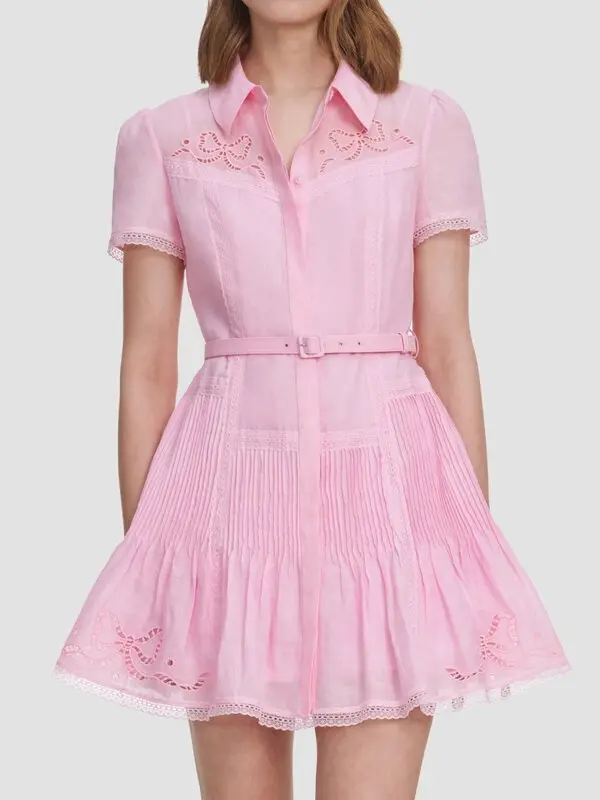 SELF-PORTRAIT Embroidered Mini Shirtdress