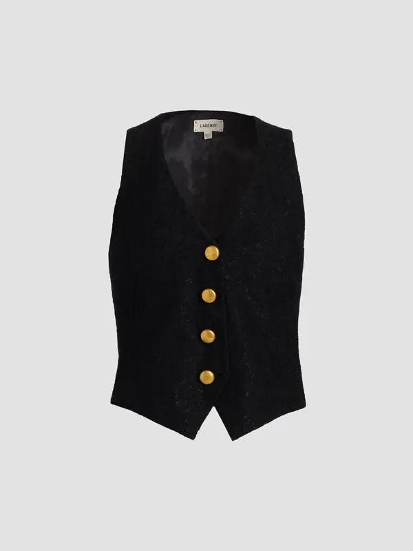 L'Agence Kino Bonded Lace Vest - Black