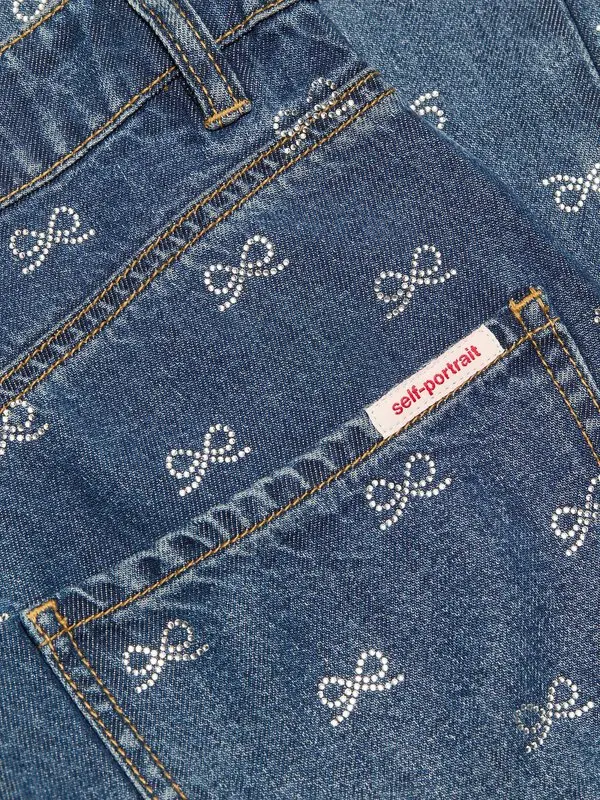 SELF-PORTRAIT Printed Straight-leg High-rise Jeans