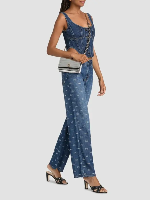 SELF-PORTRAIT Printed Straight-leg High-rise Jeans