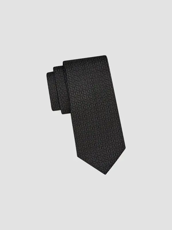 FERRAGAMO Garbo Gancini Jacquard Silk Tie - Nero