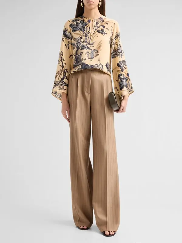 Etro Grid Wool Straight Trousers