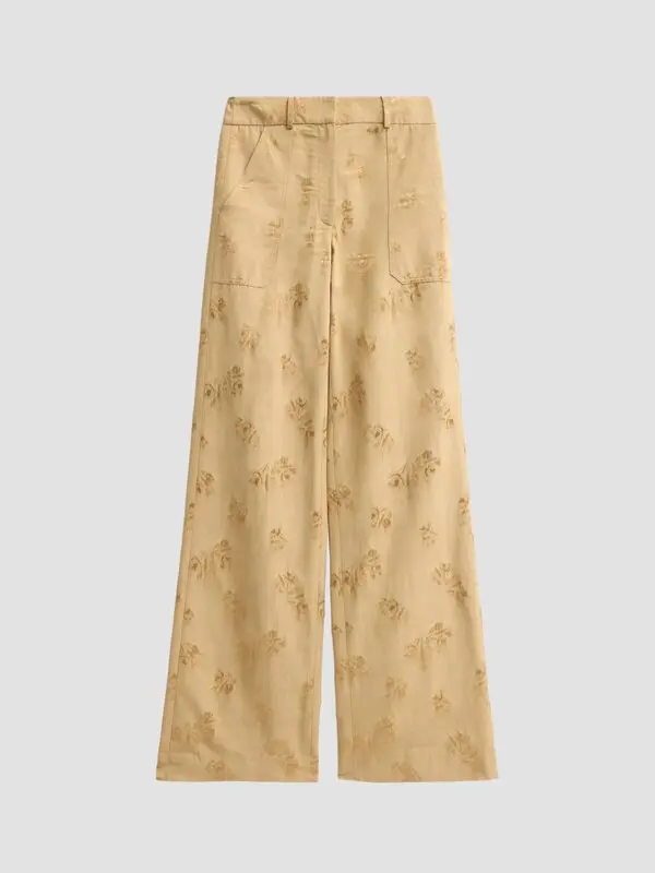 Veronica Beard Cole Printed Cotton-blend Pants - Sand