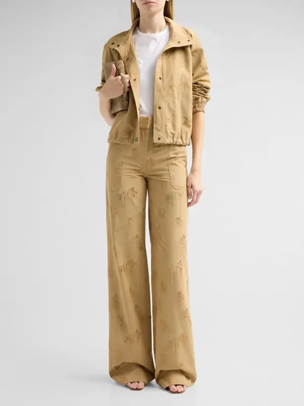 Veronica Beard Cole Printed Cotton-blend Pants - Sand