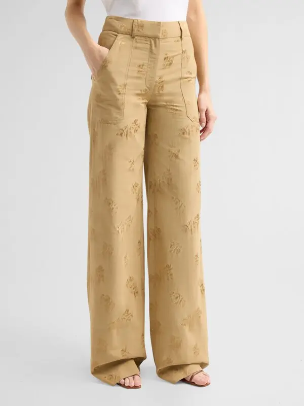 Veronica Beard Cole Printed Cotton-blend Pants - Sand