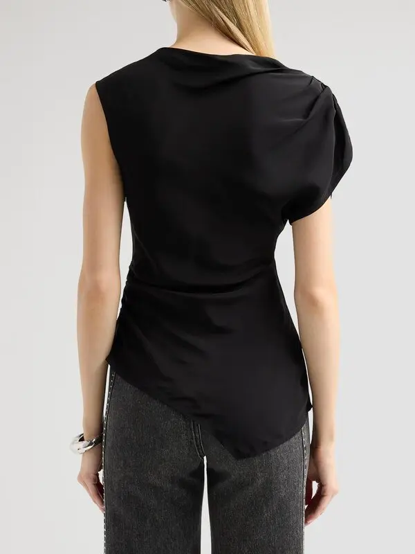 Veronica Beard Yvonne Asymmetric Crepe De Chine Top - Black