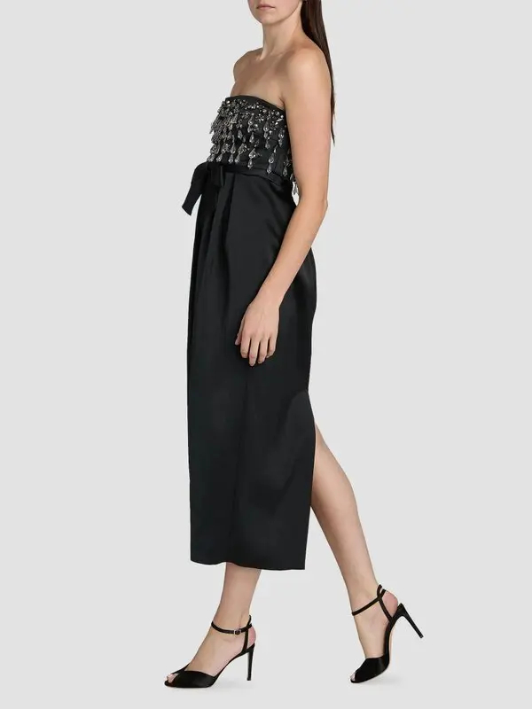 Cinq À Sept Zelina Crystal-embellished Strapless Midi-dress