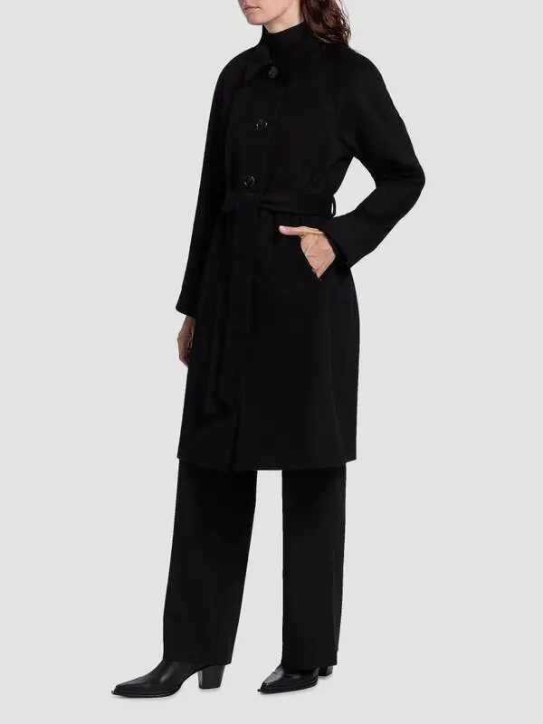 MERCER COLLECTIVE Belted Wool-blend Coat - Black
