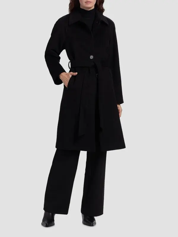 MERCER COLLECTIVE Belted Wool-blend Coat - Black