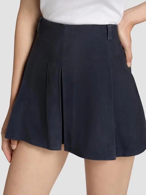SELF-PORTRAIT Pleated Suede Miniskirt