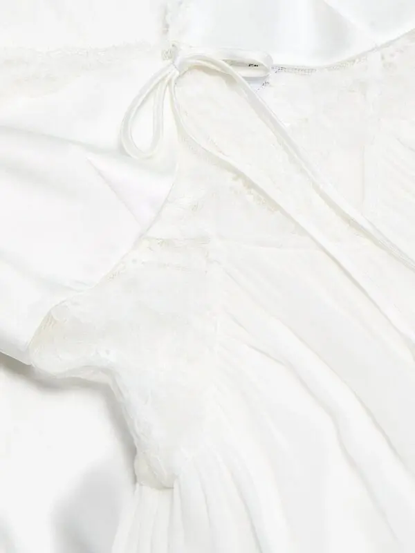 SELF-PORTRAIT Satin Georgette Lace-trimmed Maxi Dress