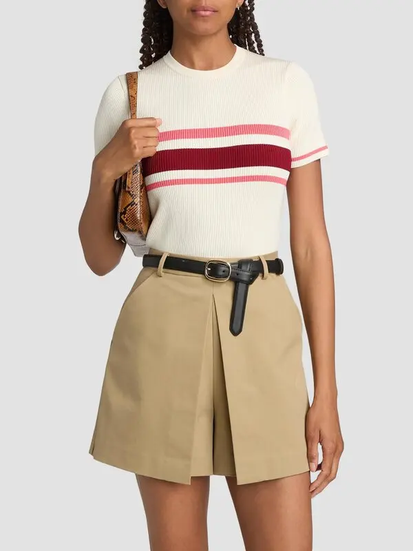 SELF-PORTRAIT Striped Rib-knit Top