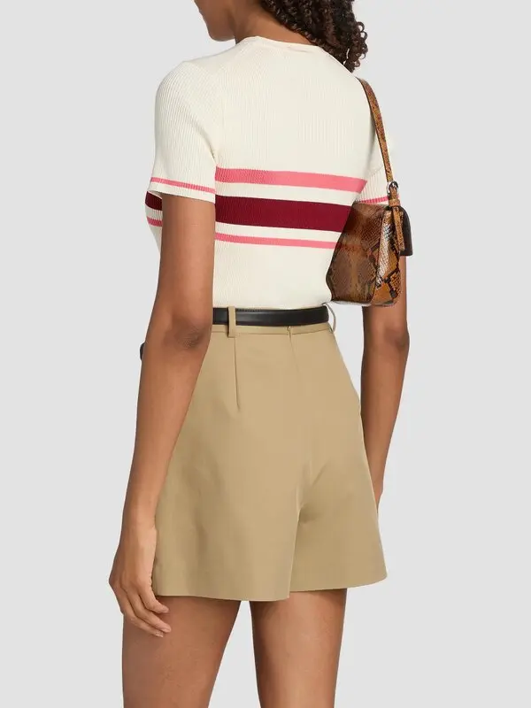 SELF-PORTRAIT Striped Rib-knit Top