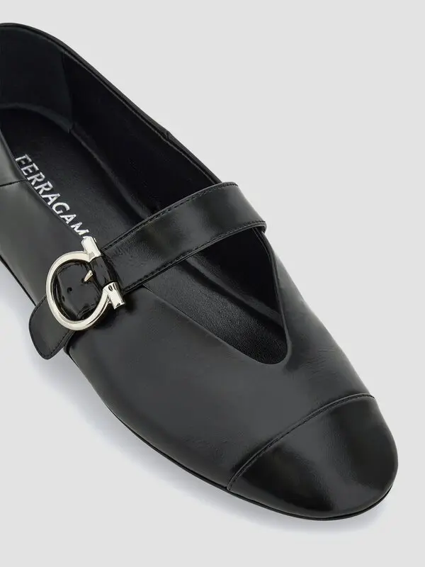FERRAGAMO Nena Leather Ballet Flats