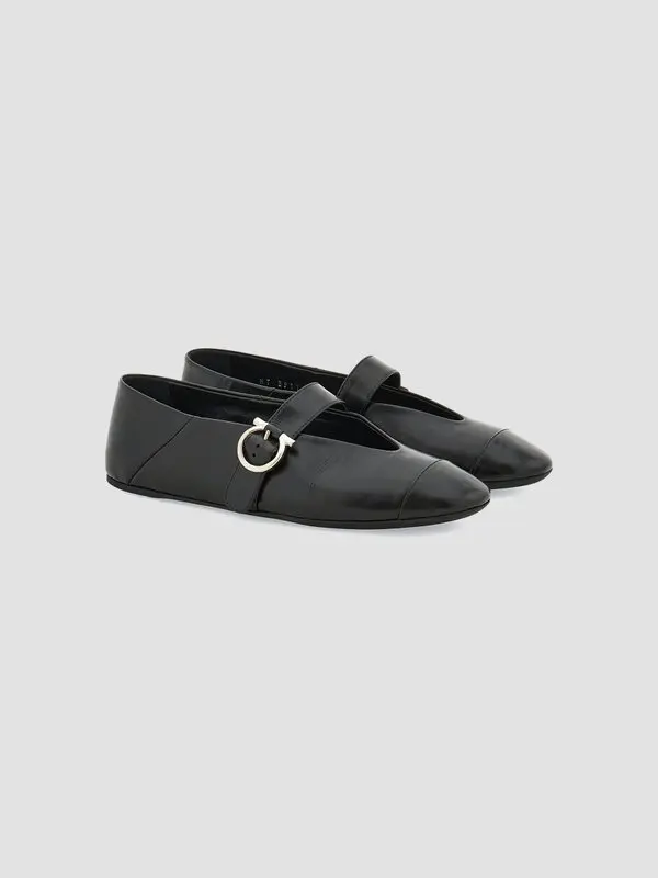 FERRAGAMO Nena Leather Ballet Flats