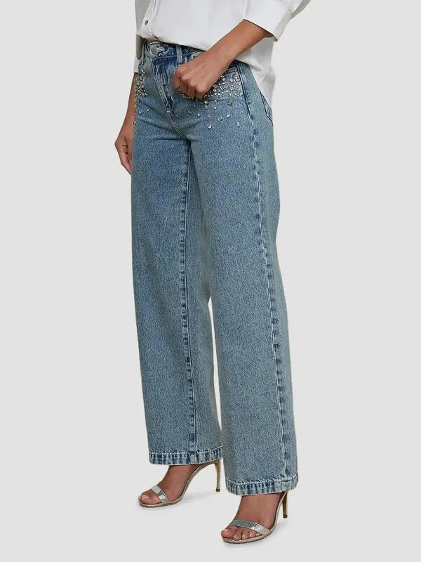 L'Agence Scottie Crystal-embellished Wide-leg Jeans