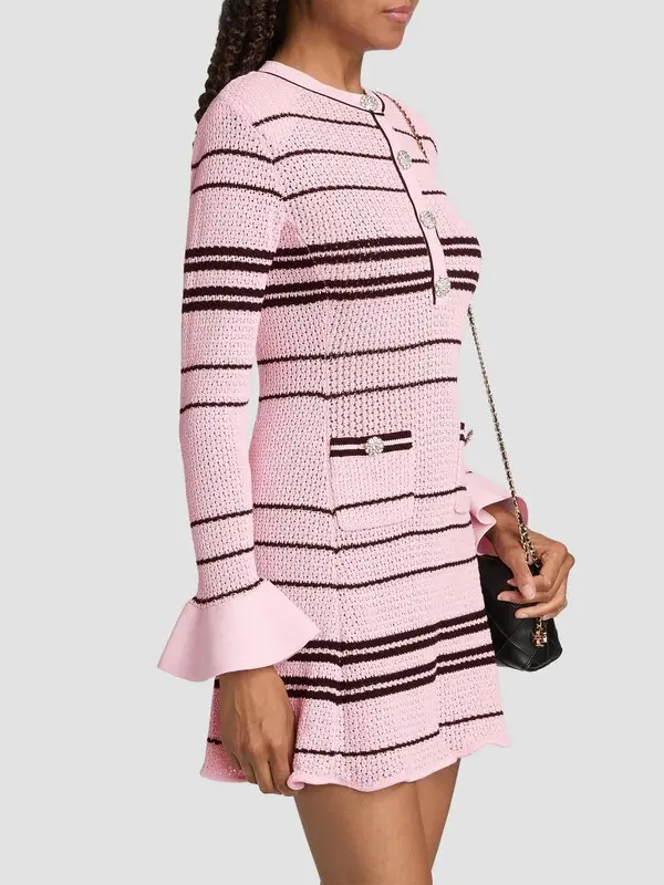 SELF-PORTRAIT Striped Minidress - Pink