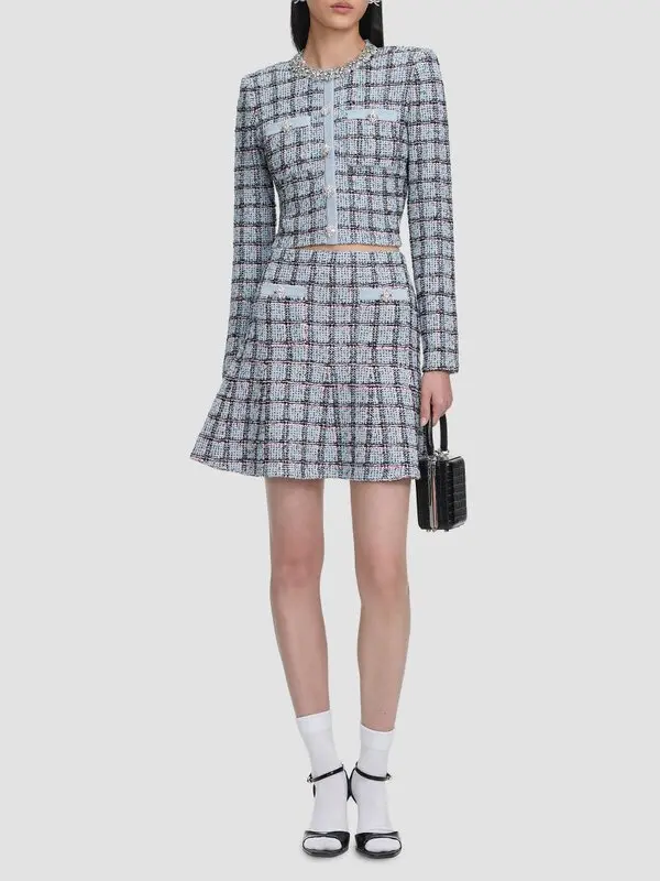 SELF-PORTRAIT Embellished Checked Cardigan
