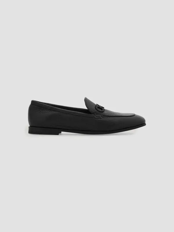 FERRAGAMO Soldy Gancini Leather Loafers - Nero
