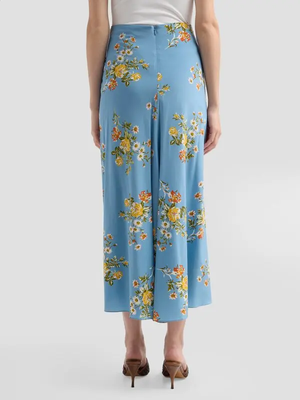 Veronica Beard Limani Silk-blend Midi Skirt - Blue River Multi