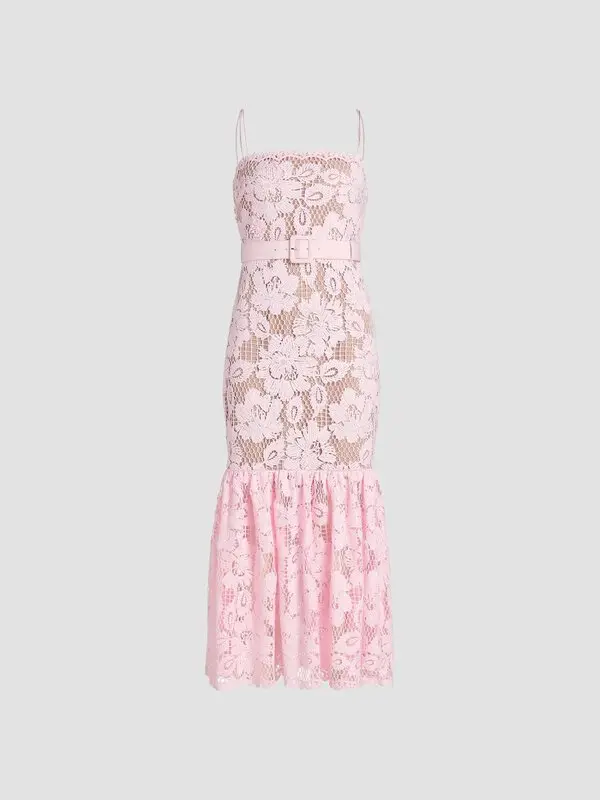SELF-PORTRAIT Tie-waist Lace Midi-dress