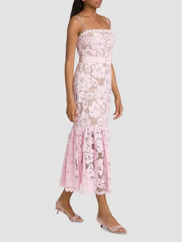 SELF-PORTRAIT Tie-waist Lace Midi-dress