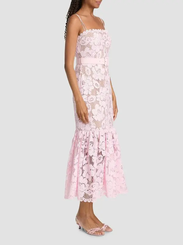 SELF-PORTRAIT Tie-waist Lace Midi-dress