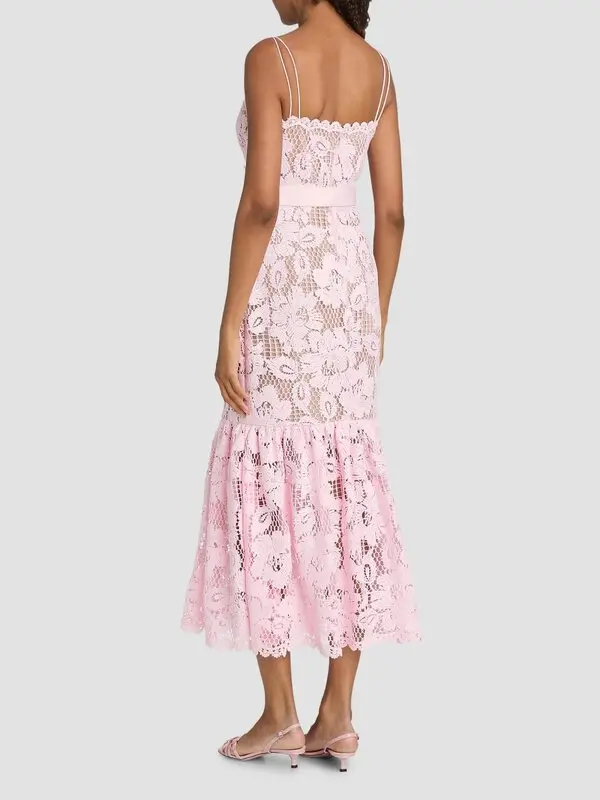 SELF-PORTRAIT Tie-waist Lace Midi-dress