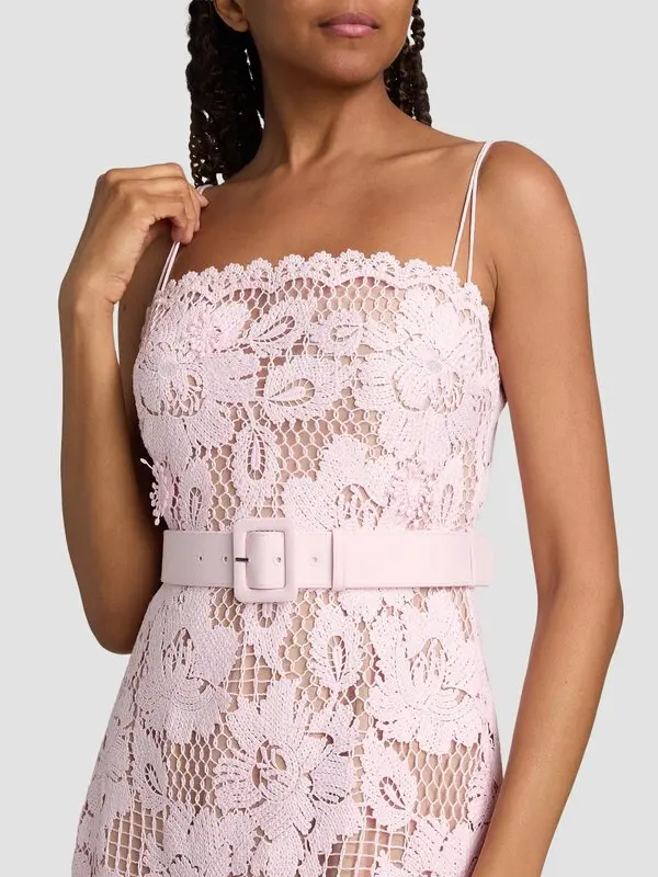 SELF-PORTRAIT Tie-waist Lace Midi-dress