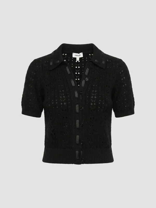 L'Agence Ninette Grosgrain-trim Pointelle Cardigan