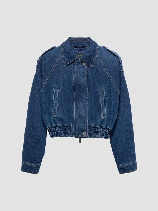7 For All Mankind Aviator Denim Crop Jacket