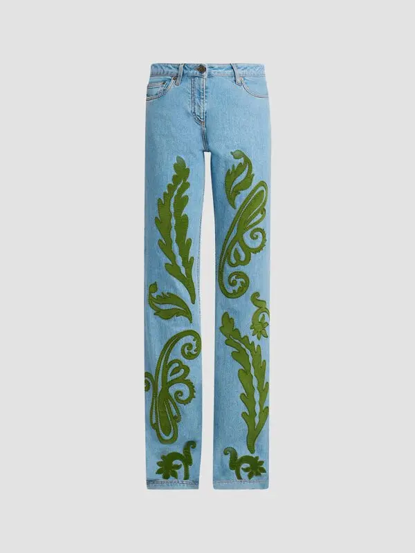 Etro Embroidered Straight-leg Jeans