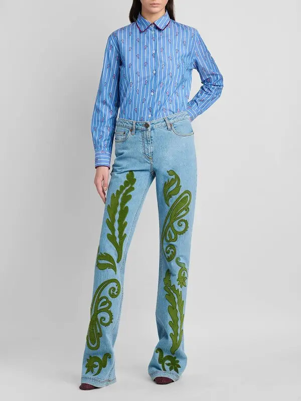 Etro Embroidered Straight-leg Jeans