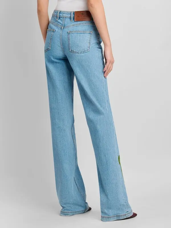 Etro Embroidered Straight-leg Jeans