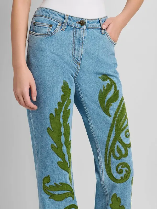 Etro Embroidered Straight-leg Jeans