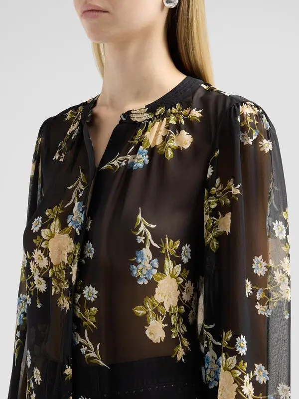 Veronica Beard Ashlynn Floral Silk Blouse