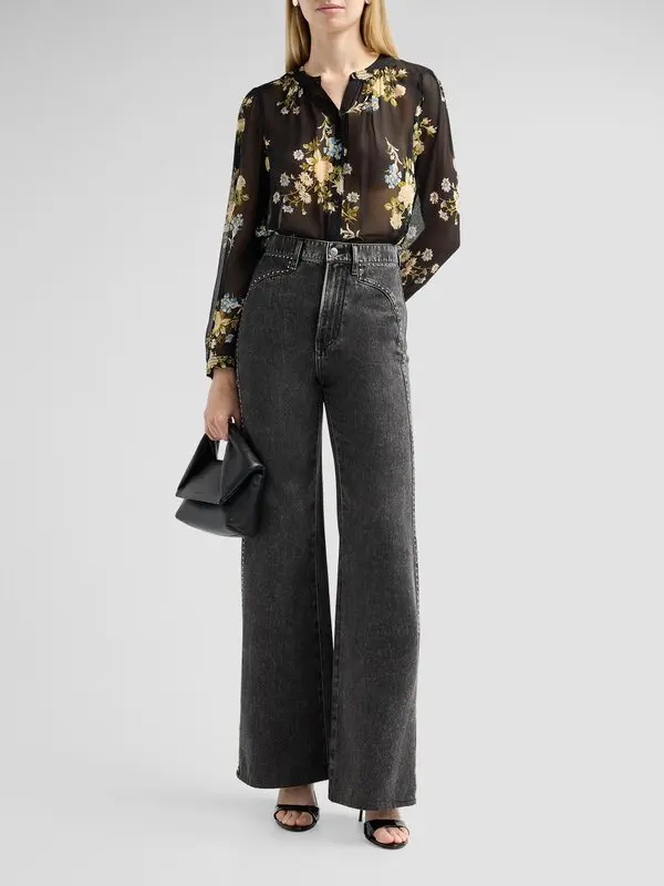 Veronica Beard Ashlynn Floral Silk Blouse