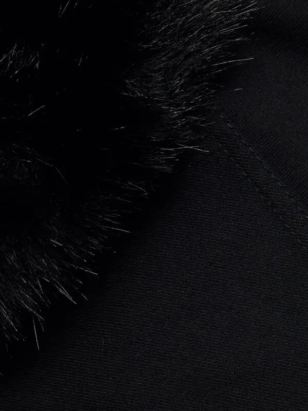 SELF-PORTRAIT Faux Fur Collar Twill Trench Coat