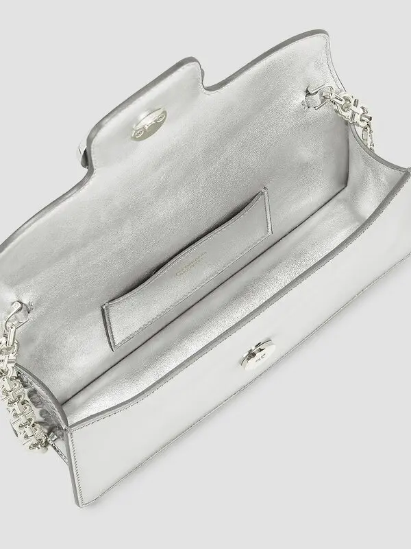 FERRAGAMO Mini Gancini Leather Shoulder Bag - Argento
