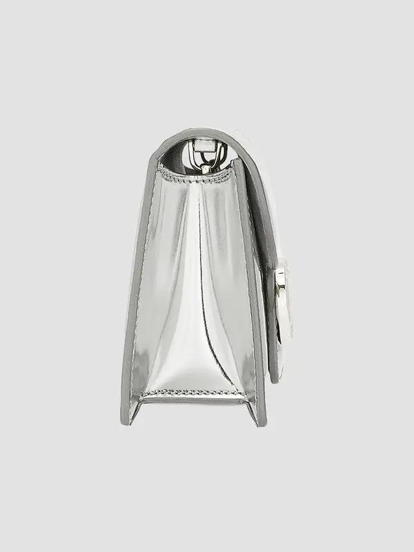 FERRAGAMO Mini Gancini Leather Shoulder Bag - Argento