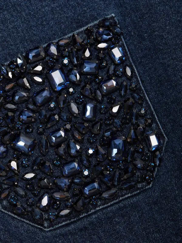 Cinq À Sept Monique Rhinestone-embellished Denim Minidress