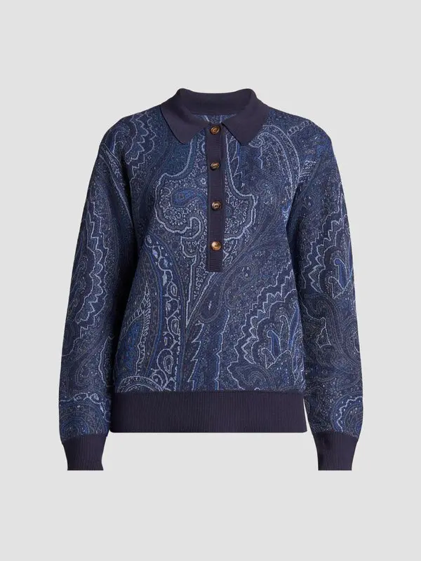 Etro Paisley Knit Polo Top