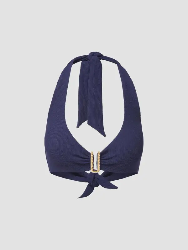 CHANGE OF SCENERY Melissa Textured Hardware Bikini Top - Navy Texture