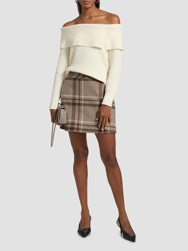 IF ONLY STUDIO Off-the-shoulder Rib-knit Cotton-wool Sweater - Ivory