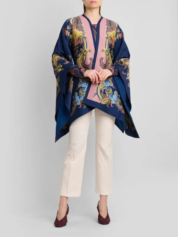 Etro Floral Paisley Silk Cape