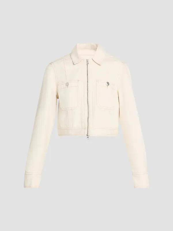 Veronica Beard Patty Crop Denim Jacket - Ecru