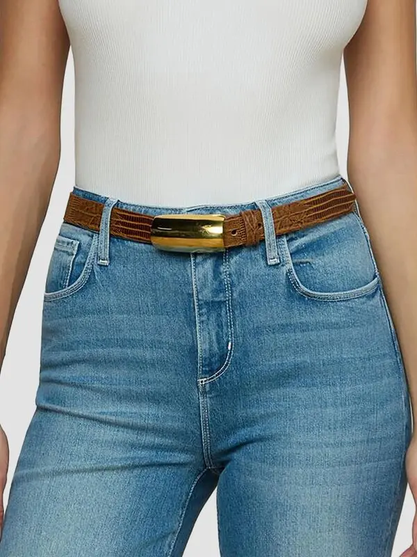 L'Agence Marlowe Lizard-embossed Leather Belt - Cognac Lizard